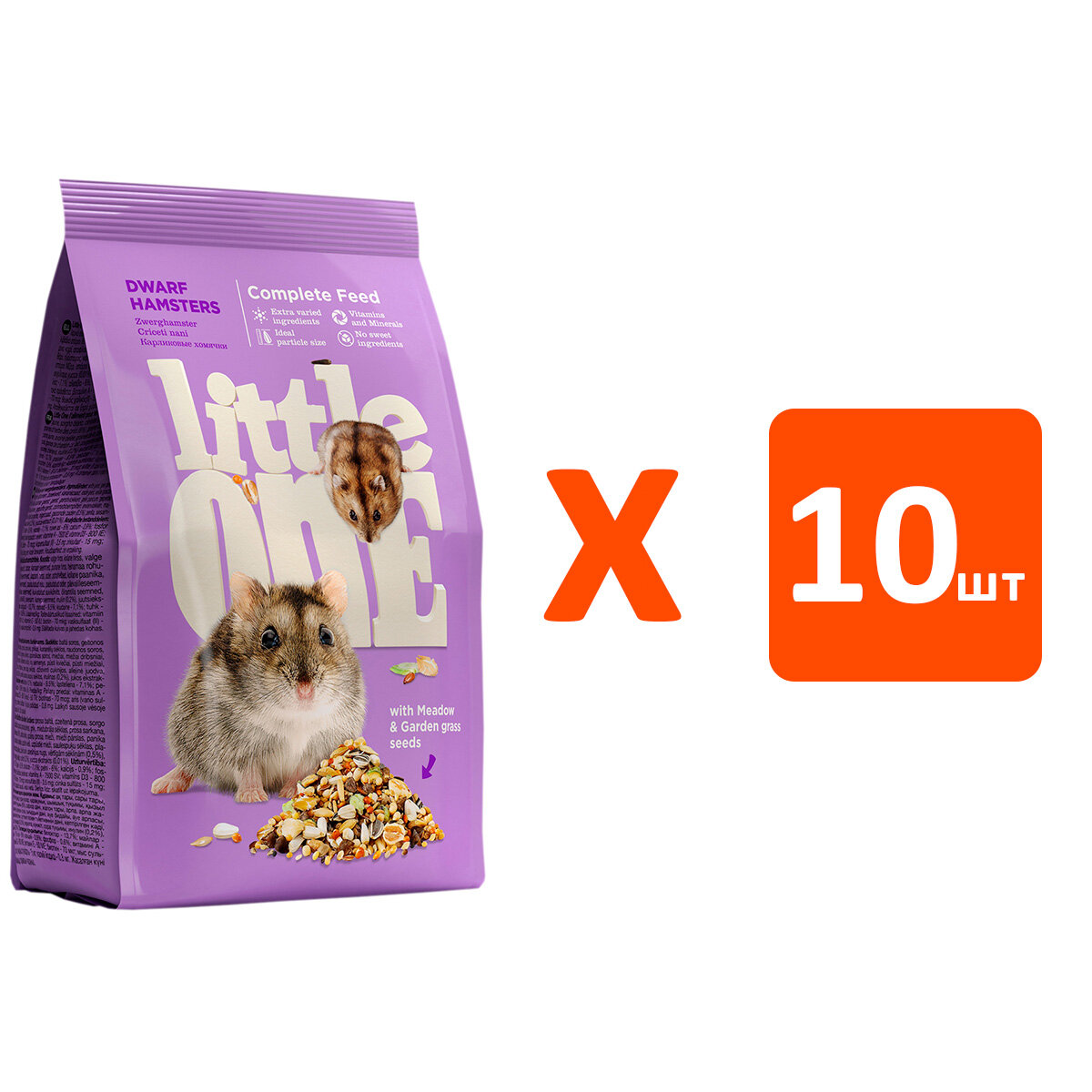 LITTLE ONE DWARF HAMSTERS корм для карликовых хомяков (400 гр х 10 шт)