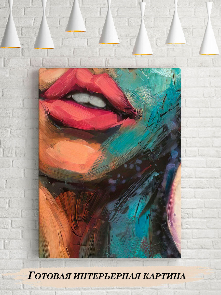 Картины для интерьера 40х60 Арт красные губы девушка