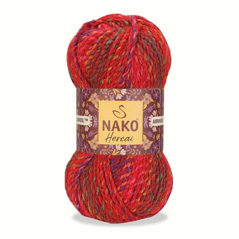 Пряжа Hercai Nako, красный/коралл/розовый - 28028, 100% акрил премиум, 5 мотков, 100 г, 156 м.