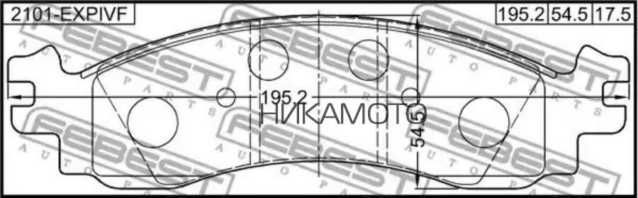 FEBEST 2101EXPIVF Колодки тормозные FORD EXPLORER -11 перед. (компл.) с противоскрипной пластиной скобой