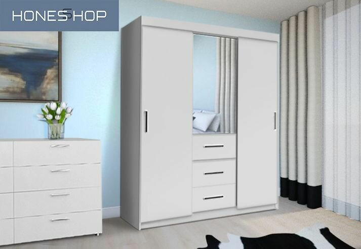 Шкаф-купе Лавер ЛДСП белый, 150х40х220