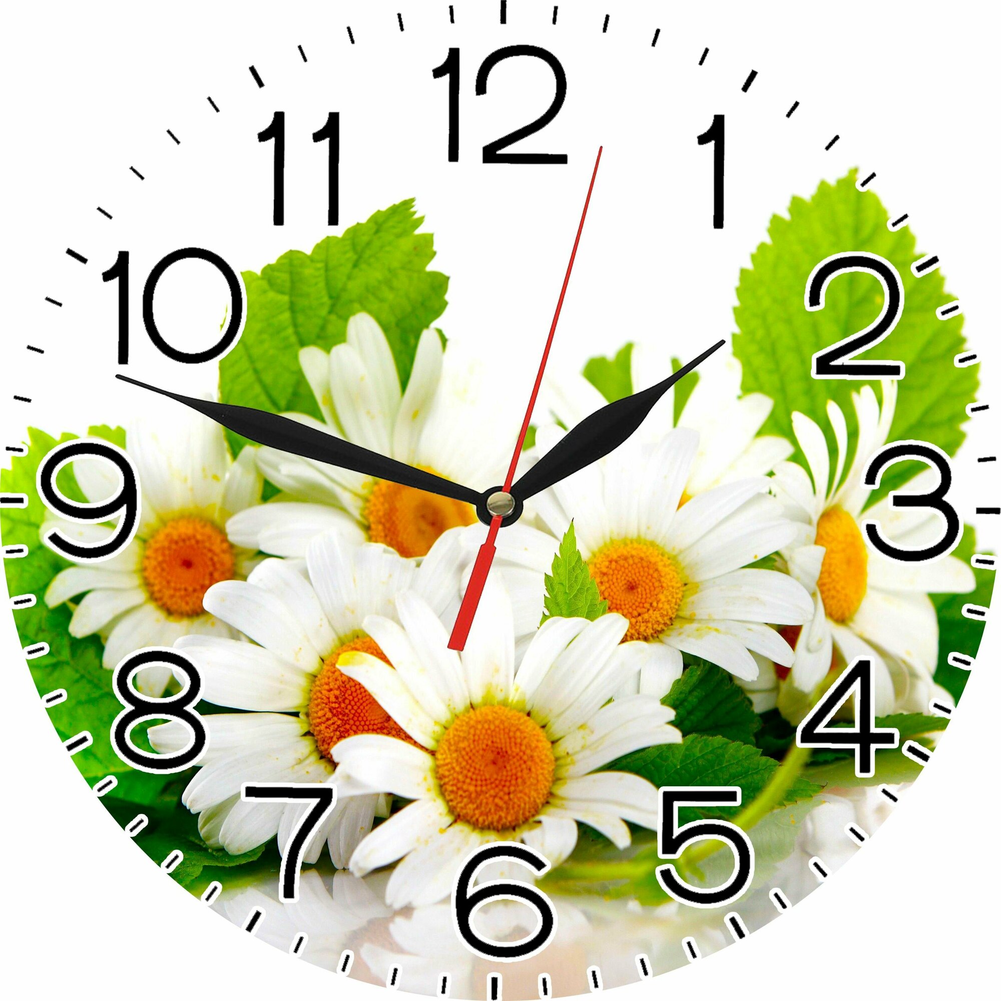 Часы деревянные (МДФ) D - 27см, Настенные и Настольные, с подставкой на стол в комплекте "ромашки" уникальные, авторские, бесшумные