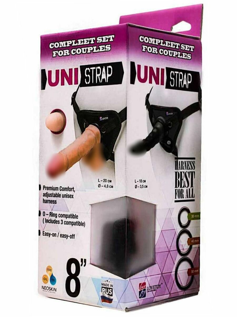 Кoмплeкт: cтpaпoн для жeнщин c 2 paзными нacaдкaми и yдобным поясом Harness + бандаж, 19см