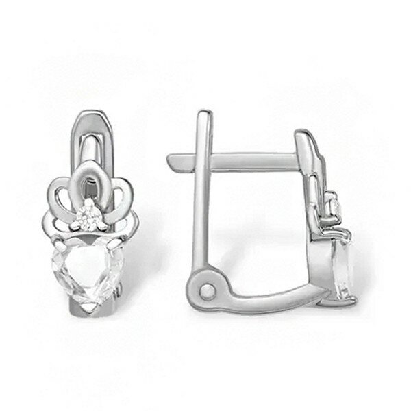 Серьги, серебро, 925 проба, родирование, фианит