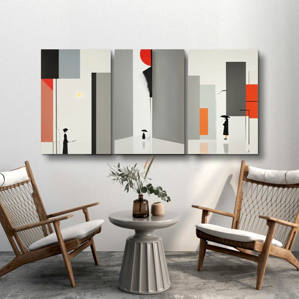 Картина "В стиле минимализм Зонтики" 40х60 3 шт.