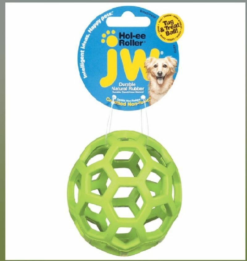 Игрушка для собак и кошек Мяч-пазл дозатор лакомства JW Pet Hol-ee Roller Rubber Dog Toy, XSmall