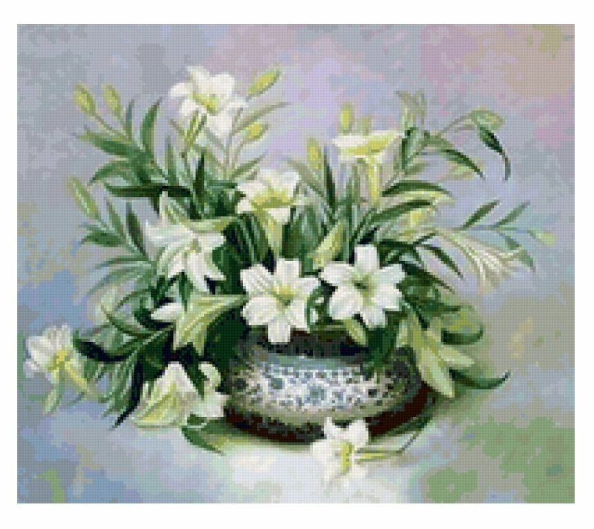 Набор для вышивания "Белые лилии"/ Вышивание крестиком / Набор для творчества/ Размер 40х50 см