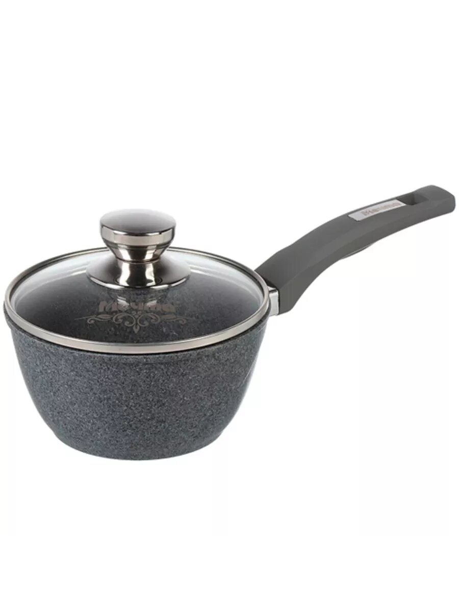 Ковш 1.2л со стеклянной крышкой "Premium" (grey)