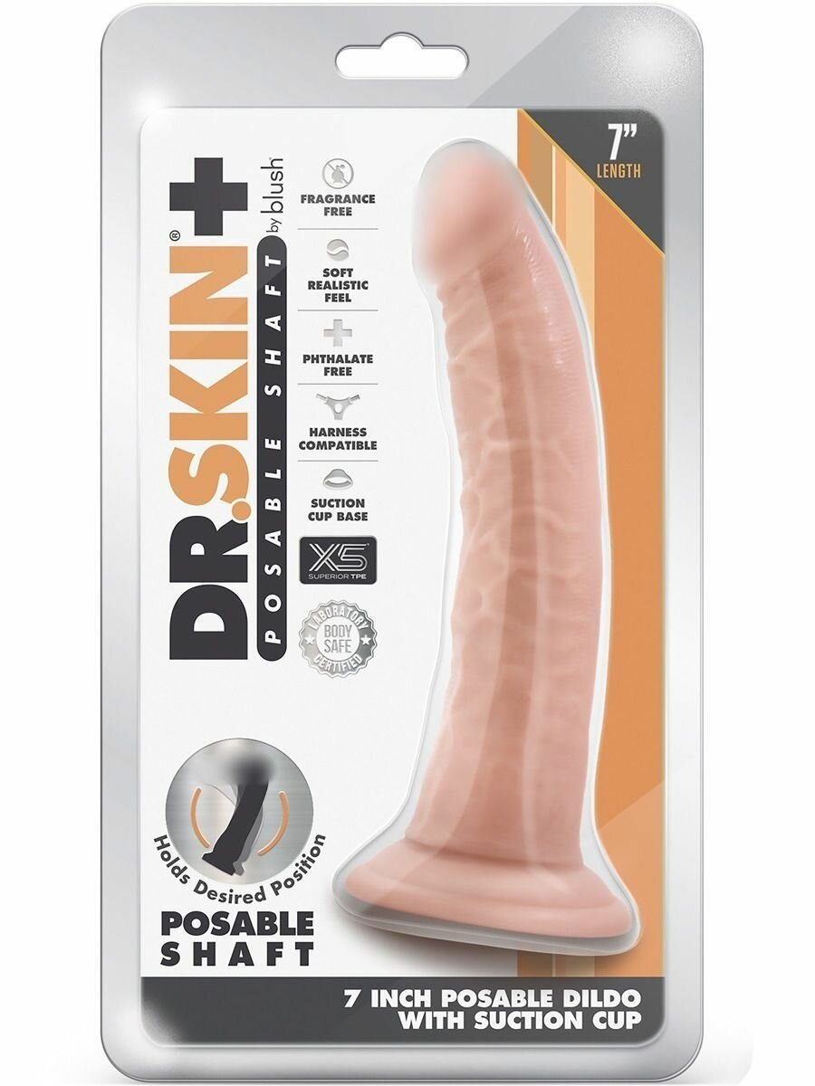 Фаллоимитатор на присоске "DR. SKIN PLUS 7 INCH POSABLE DILDO" 17см