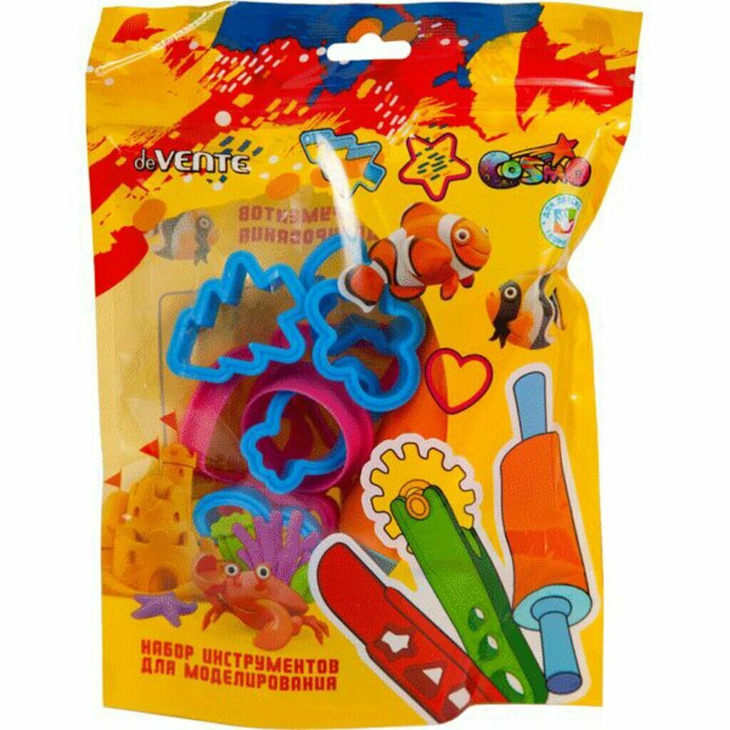 Набор инструментов для лепки 11шт.(1 скалка для раскатывания пластилина + 10 формочек)