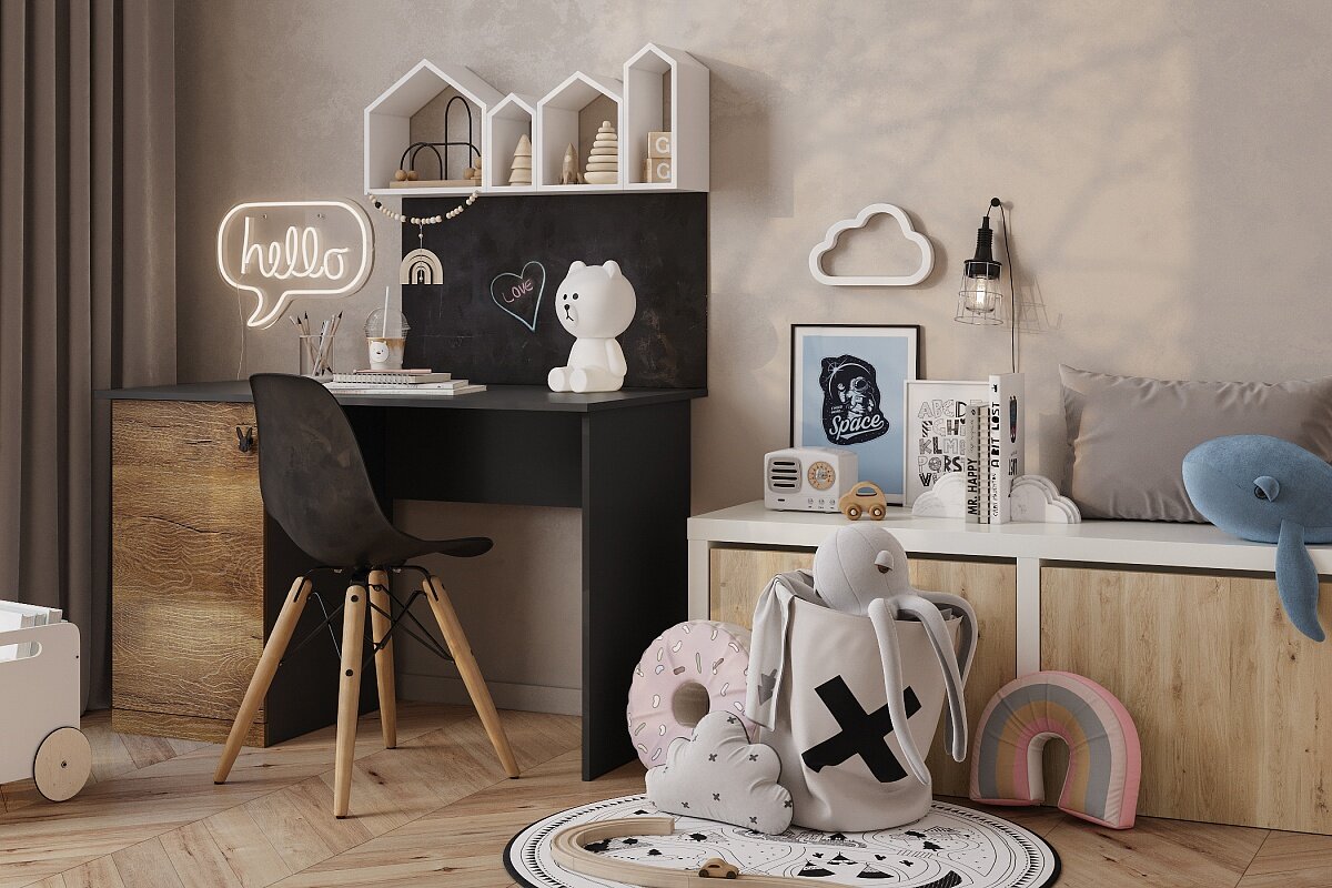 Письменный стол МебельЛэнд24 Банни - 3 МДФ Дуб Мореный 120x60x75 коричневый