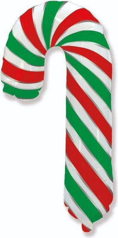 Шар (39'/99 см) Фигура, Леденец трость, Красный/Зеленый, 1 шт.