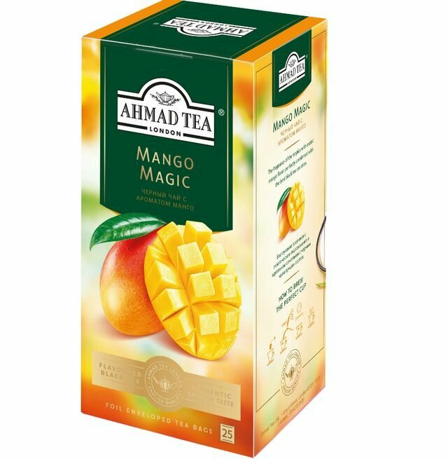 Ahmad Tea Чай Черный Магия манго, 25 пак, 3 упаковки