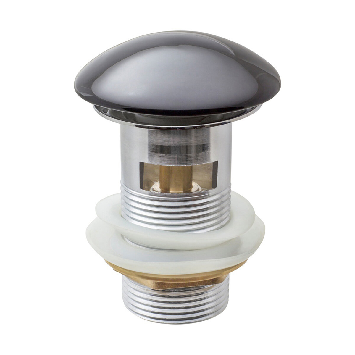 Донный клапан для раковины MPF Click-Clack, с переливом, хром/черный, d 70 мм