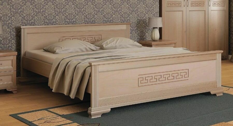 Двуспальная кровать Классика 160х200 / старый орех / из массива сосны / деревянная / комфортная