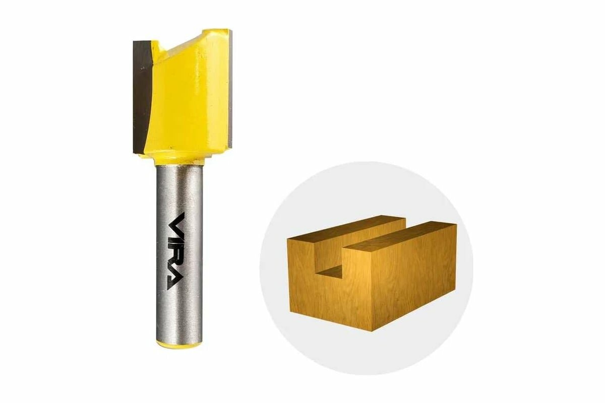 Фреза пазовая прямая 18х19 мм с хвостовиком 8 мм VIRA 553301 для обработки древесины
