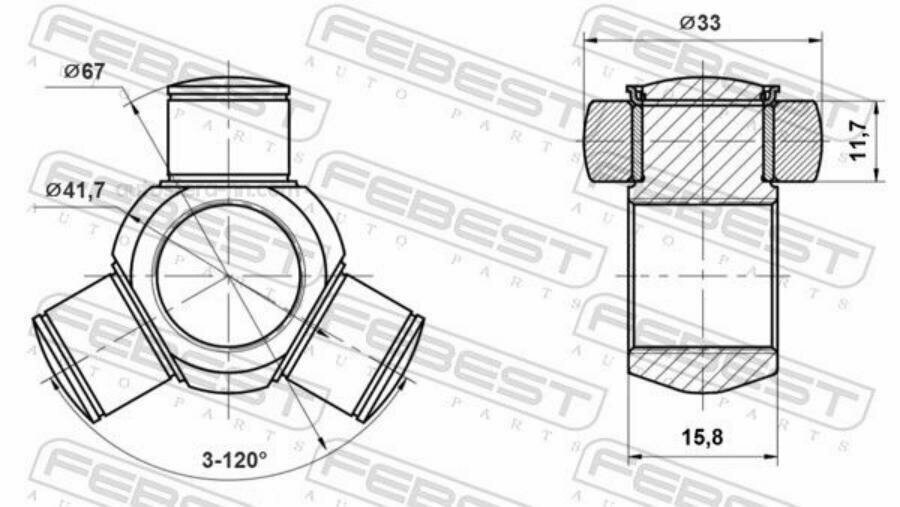 FEBEST 2516C4B7 трипоид 34X33 2516-C4B7