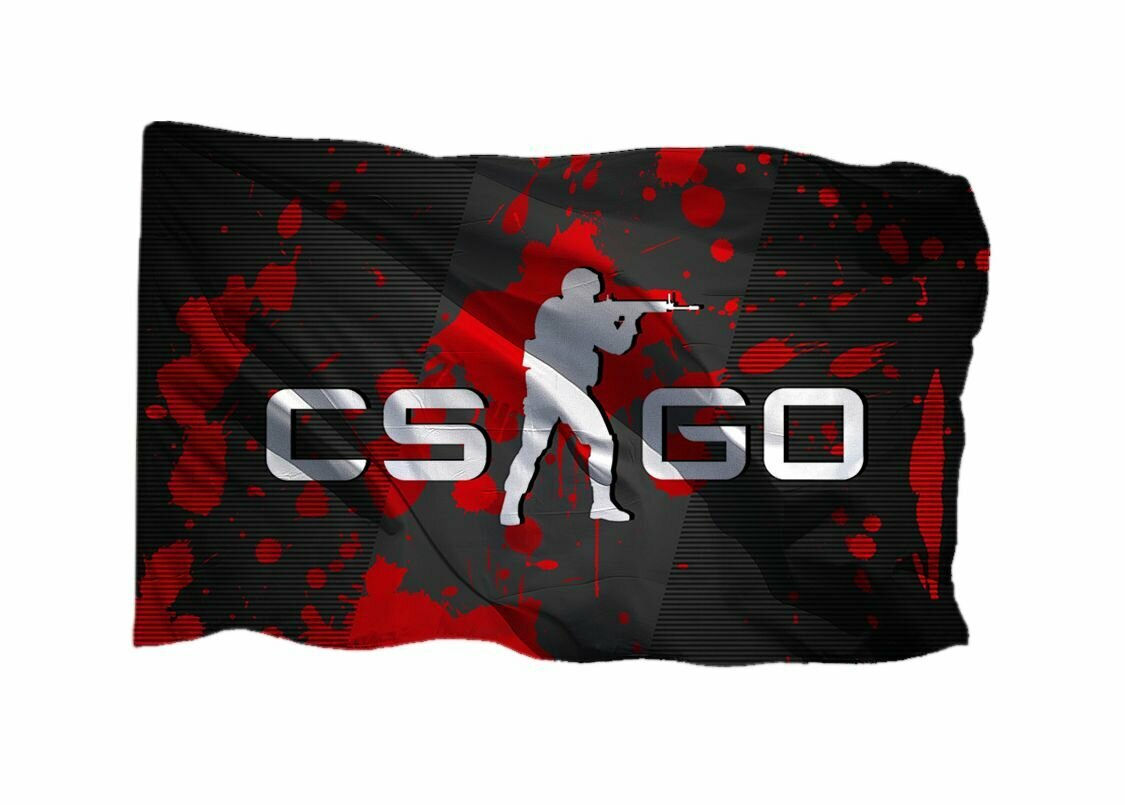 Флаг Контр Страйк Counter Strike CS GO чёрный-красный 90х135 см на сетке для улицы, для флагштока