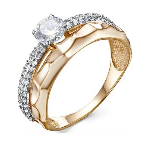 Кольцо помолвочное, золото, 585 проба, фианит