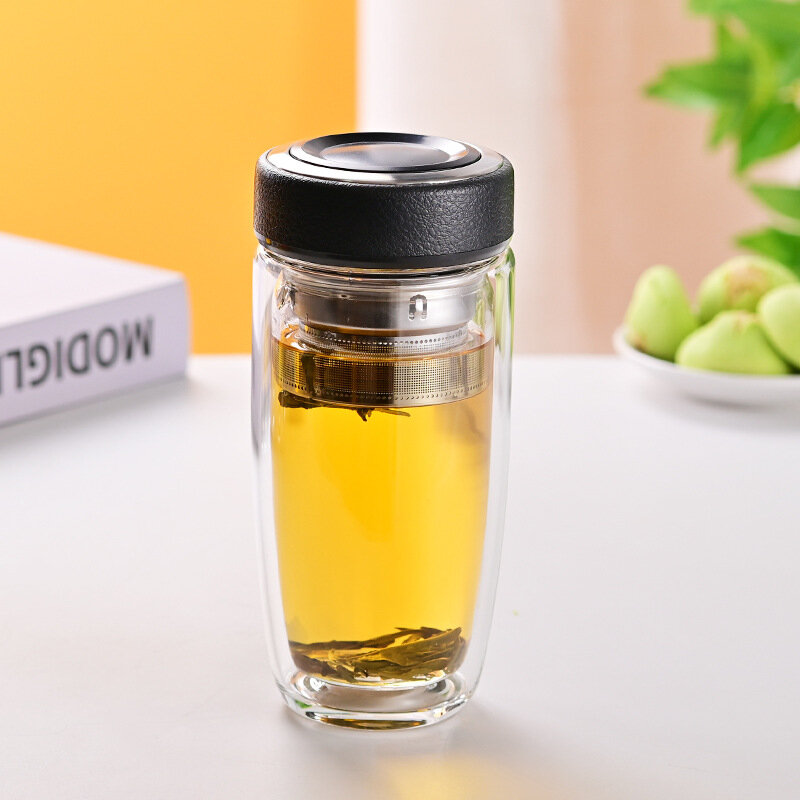 Двухслойный гусиный яйцо чашка с высоким содержанием боросиликса крышка бытовая стеклянная стеклянная чашка Черный