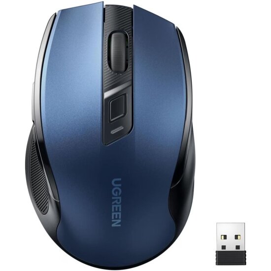 Мышь беспроводная Ugreen MU006 (15064), 2.4G 4000DPI, синий