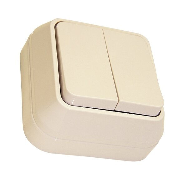 Выключатель о/у, 2 клавиши 10А, 230В, IP20, кремовый Makel 45203