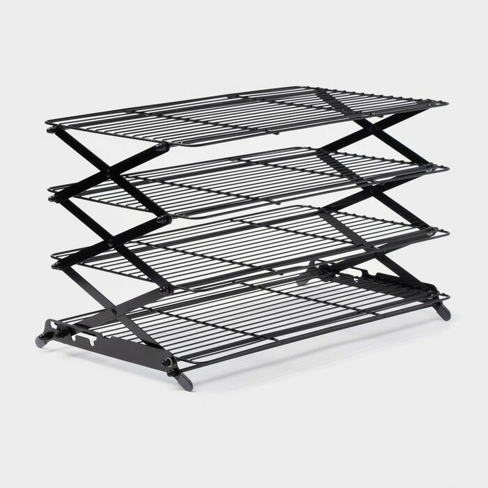 Решётка для глазирования и остывания кондитерских изделий KONFINETTA, 4 яруса, 43,5×25,5×8 см, цвет чёрный