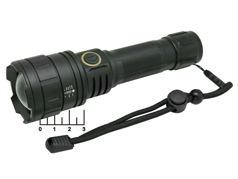Фонарь 1*18650 1 светодиод аккумуляторный HQ-852-P90 с выносной кнопкой zoom на ружье