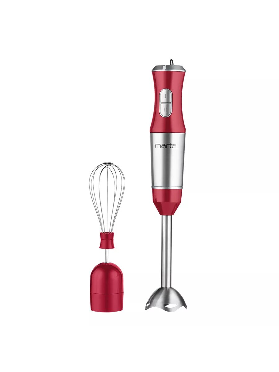 Блендер MARTA MT-1575, погружной, 1200Вт, 2 скорости, корпус сталь/пластик