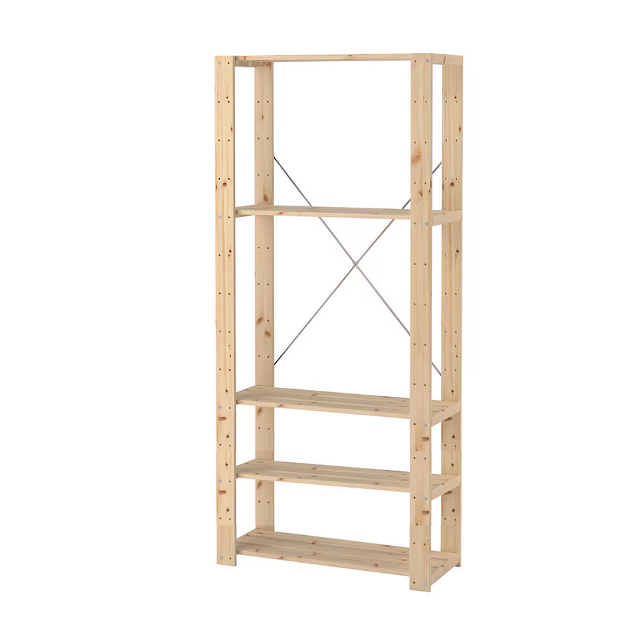 Стеллаж IKEA Hejne 78x30x171 см , 5 полок из реек, сосна