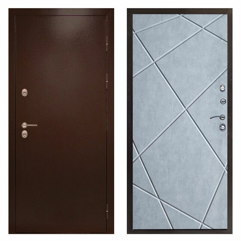 Дверь входная металлическая с терморазрывом Сибирь 3К Лучи бетон светлый Paputin's Doors 960 х 2050 мм Правая