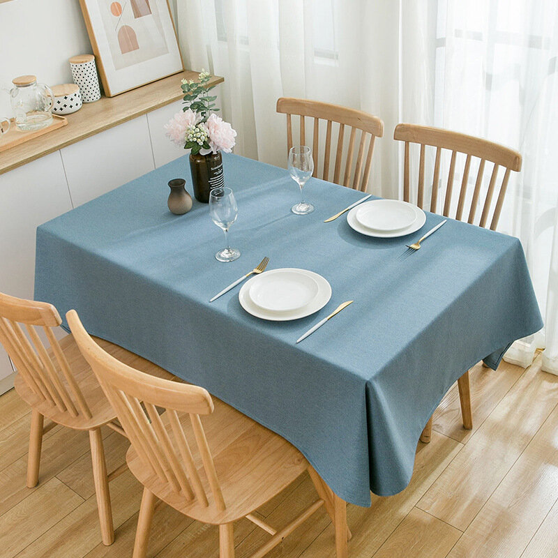 Толстая хлопковая льняная ткань, однотонная скатерть, большая скатерть для конференц-стола, современная льняная скатерть, простая однотонная скатерть для обеденного стола