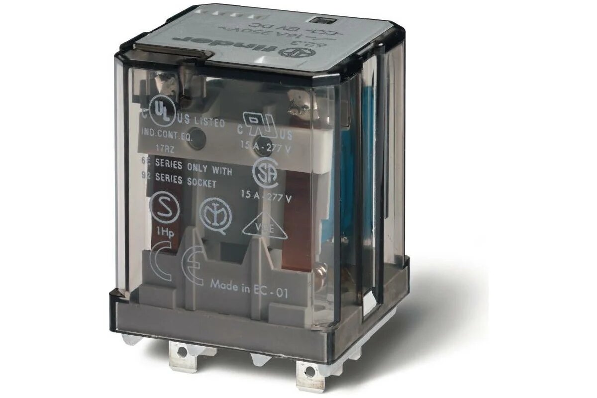 Finder силовое реле 3 перекидных контакта, 16A, 24V DC, модель 623390240000