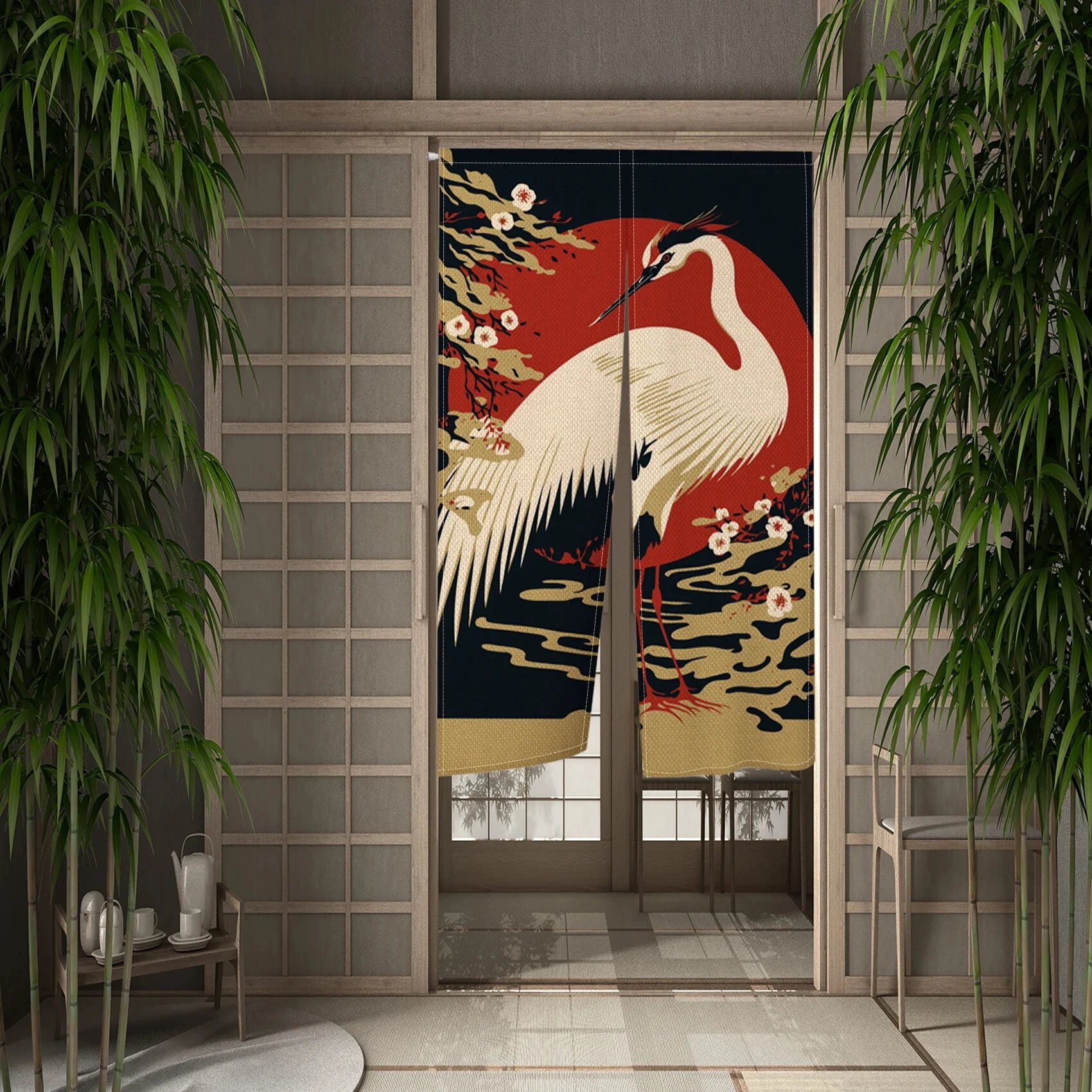 Японские дверные шторы из льна 65x90cm, 3