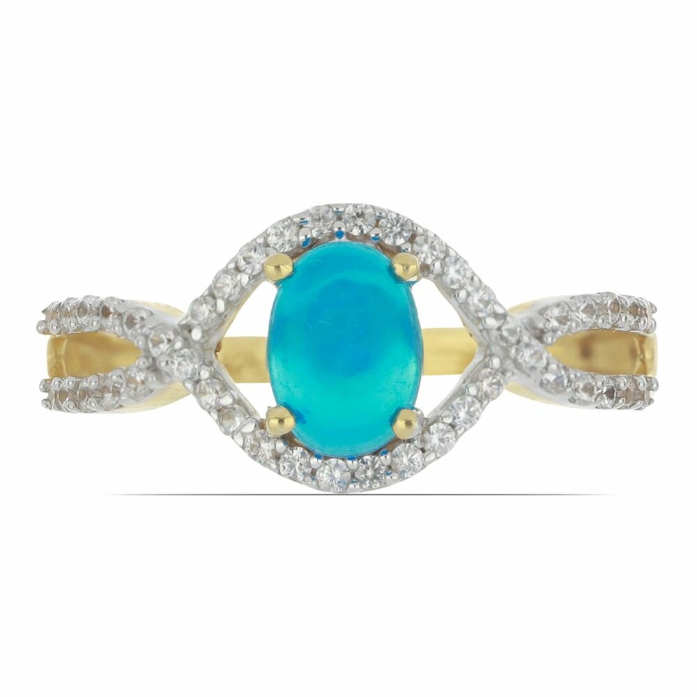 Кольцо, серебро, 925 проба, опал, циркон