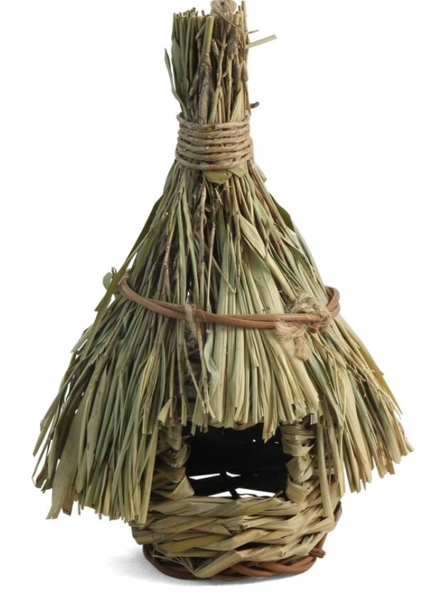 Triol Домик плетёный для птиц с крышей из мелкой соломы 24 см (PT6705)