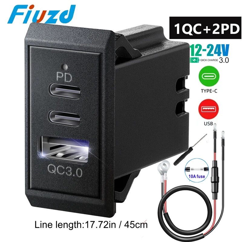 Автомобильная USB-розетка 1QC+2PD, 12-24V, ACC