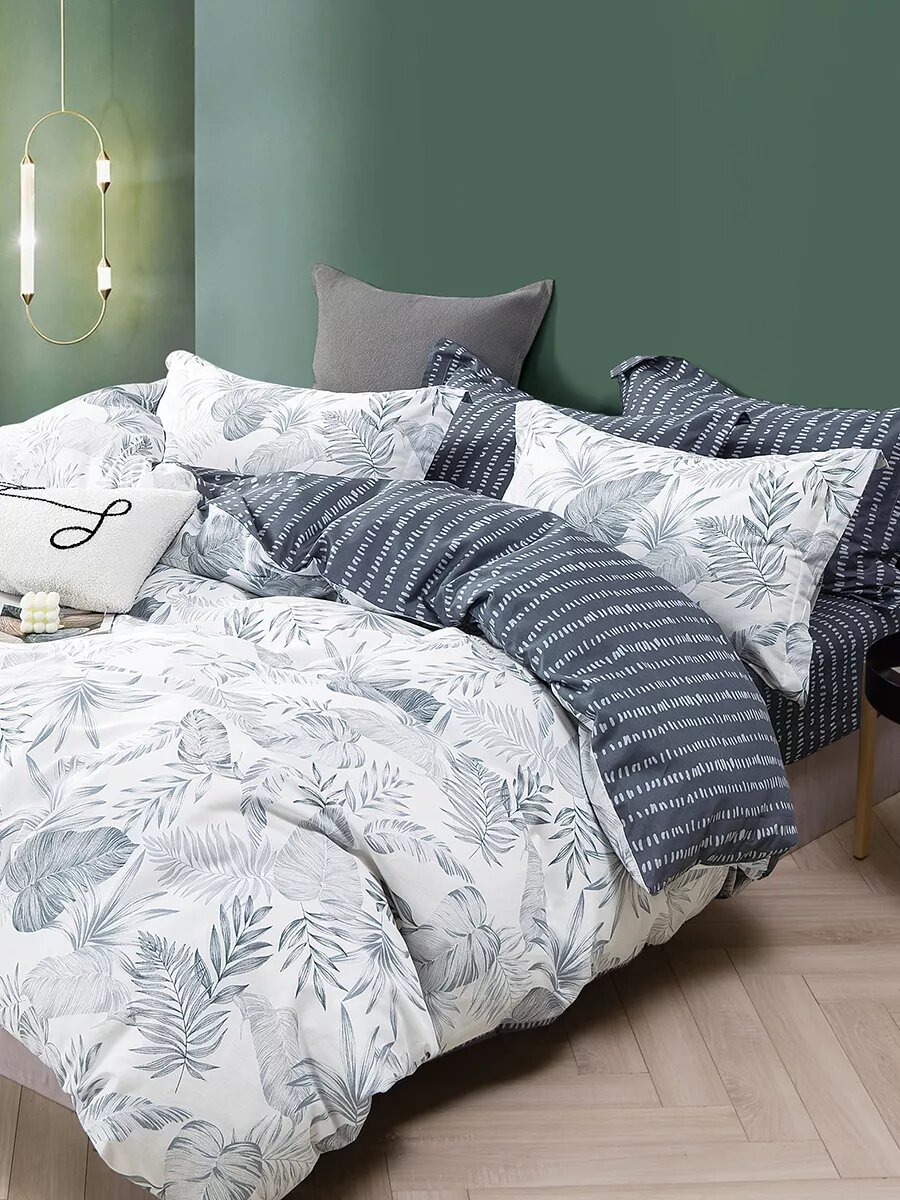 Постельное бельё евро сатин 4 наволочки Twill