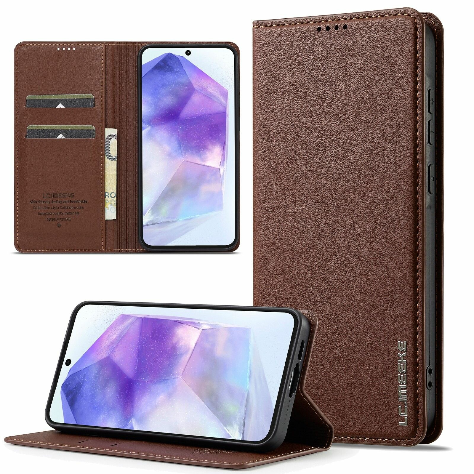 Подходит для Samsung Galaxy A55 5G / Самсунг Галакси А55 5G , чехол Кожаный , Магнитные пряжки, кронштейны, Новый продукт