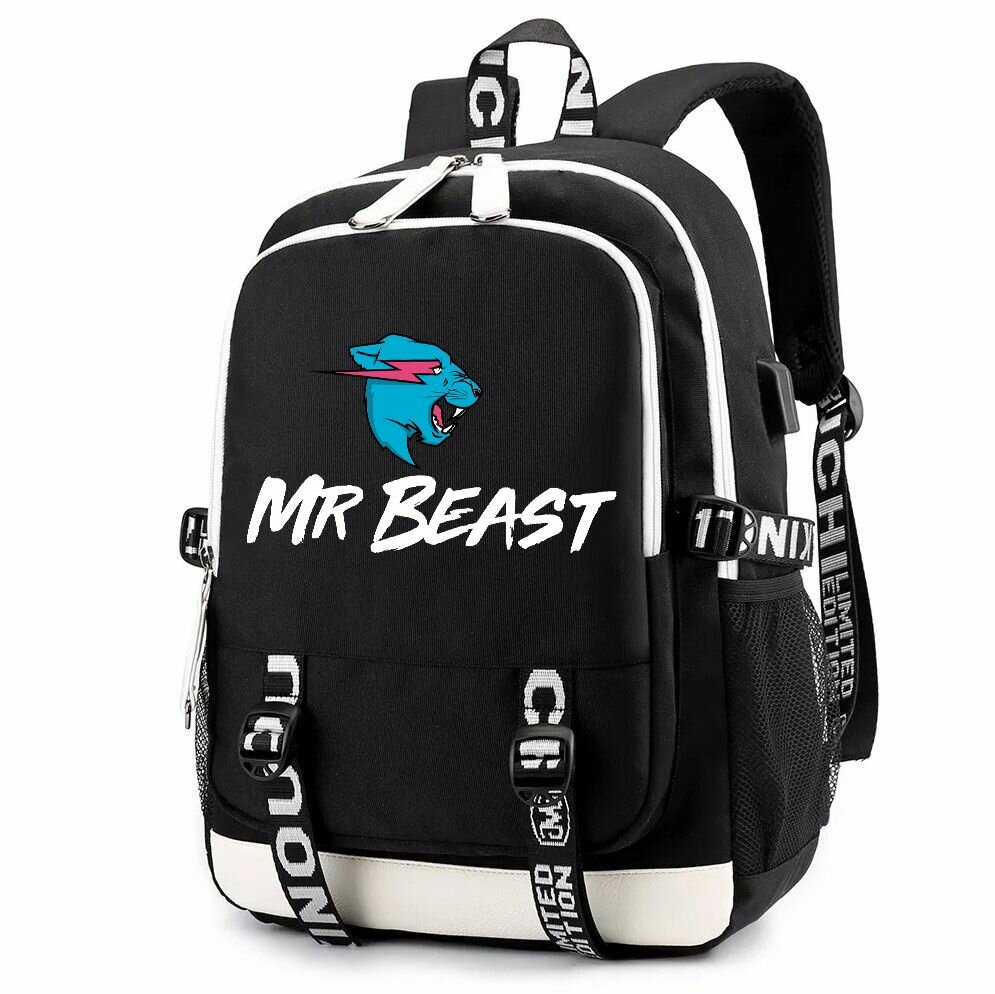 Рюкзак Мистер Бист (MrBeast) черный с USB-портом №2