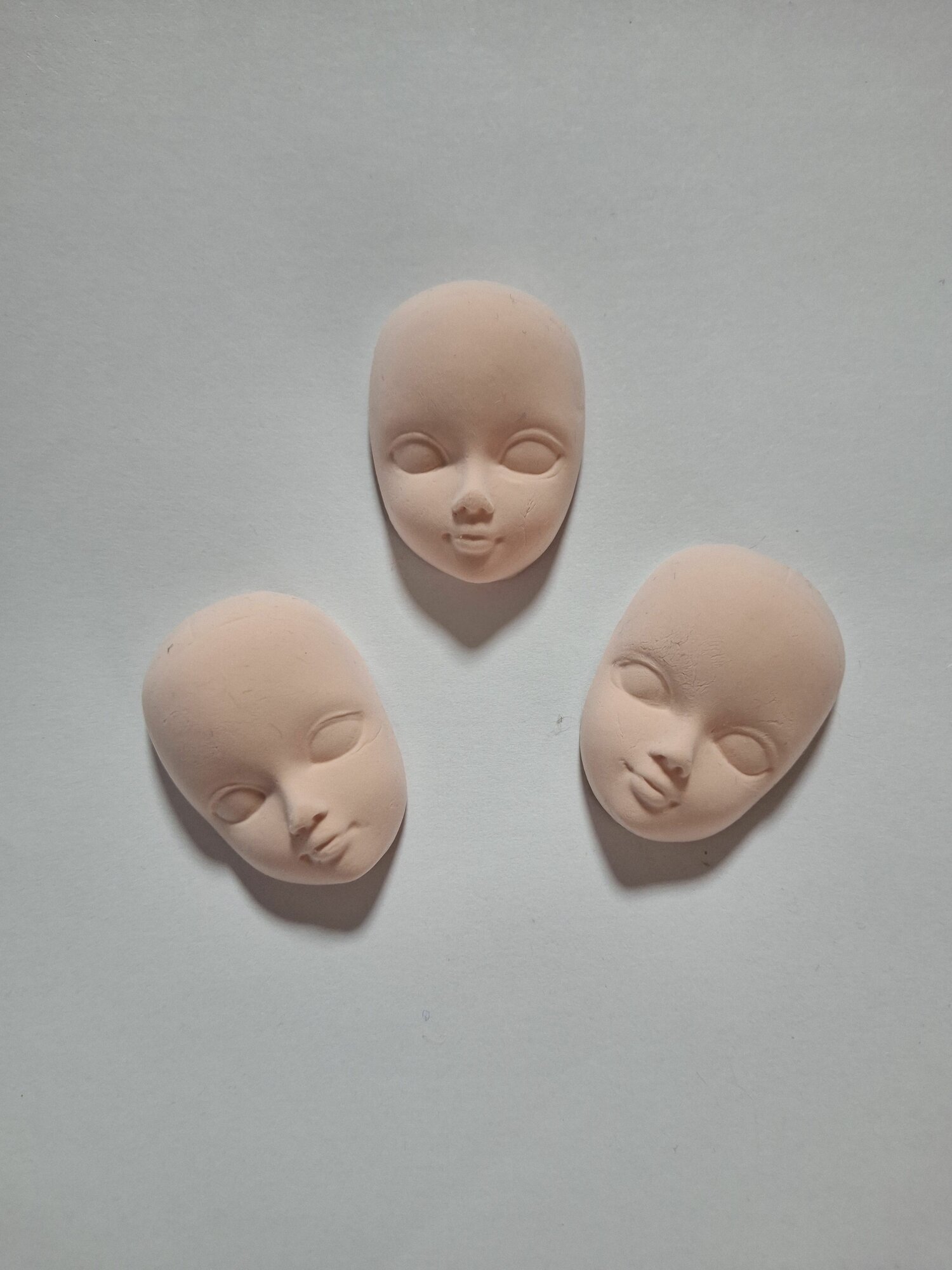 Набор лиц для ватной игрушки, личики для кукол, девушка, снегурочка - 3 шт.