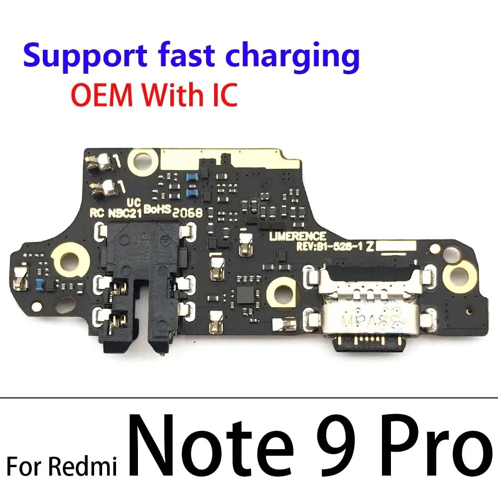 Новый USB-порт для зарядки устройства для Xiaomi Poco X3 Pro/Redmi Note 8T 9S 9 Pro, разъем для док-станции, плата микрофона, гибкий кабель Note 9 Pro