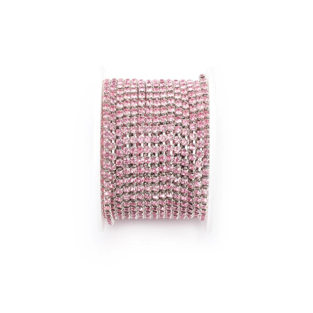 Розовый стразовый кант ss12 - 3мм, 10Yards