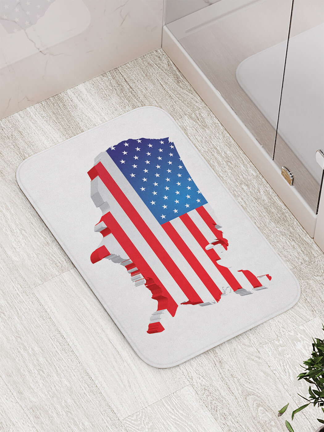 Коврик для ванной комнаты, туалета "Карта США 3Д" противоскользящий, 52х77 см, JoyArty