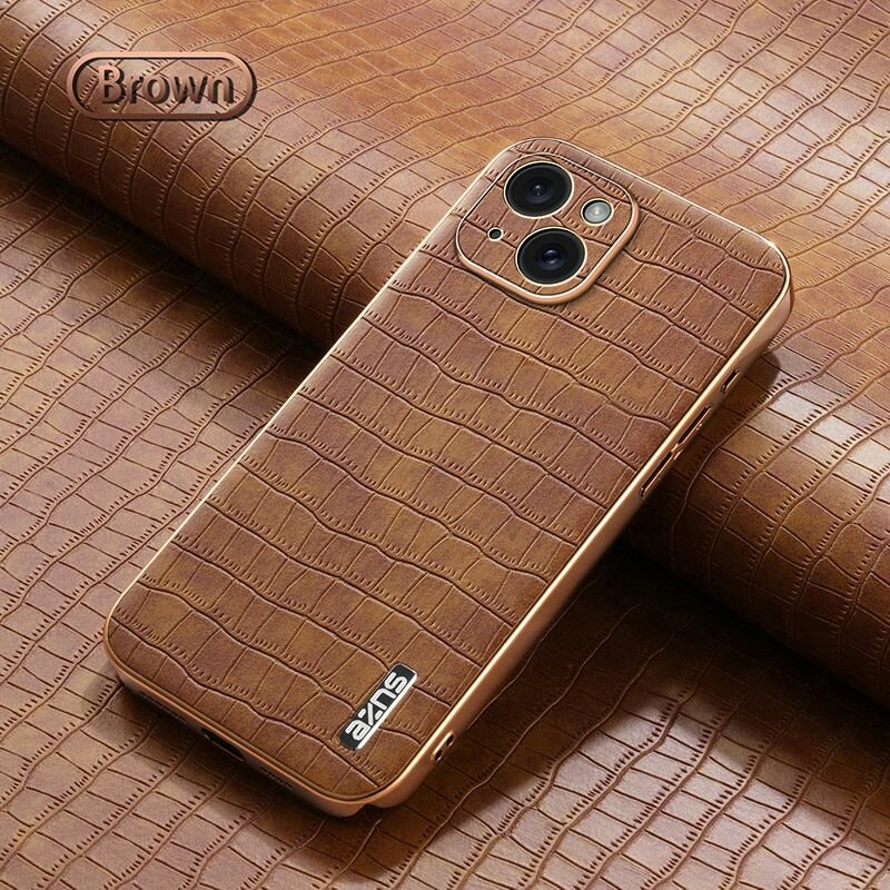 AZNS Защитный Чехол Для Apple iPhone 15 (Эпл Айфон 15 ) с тиснением под кожу крокодила Чехол для делового телефона