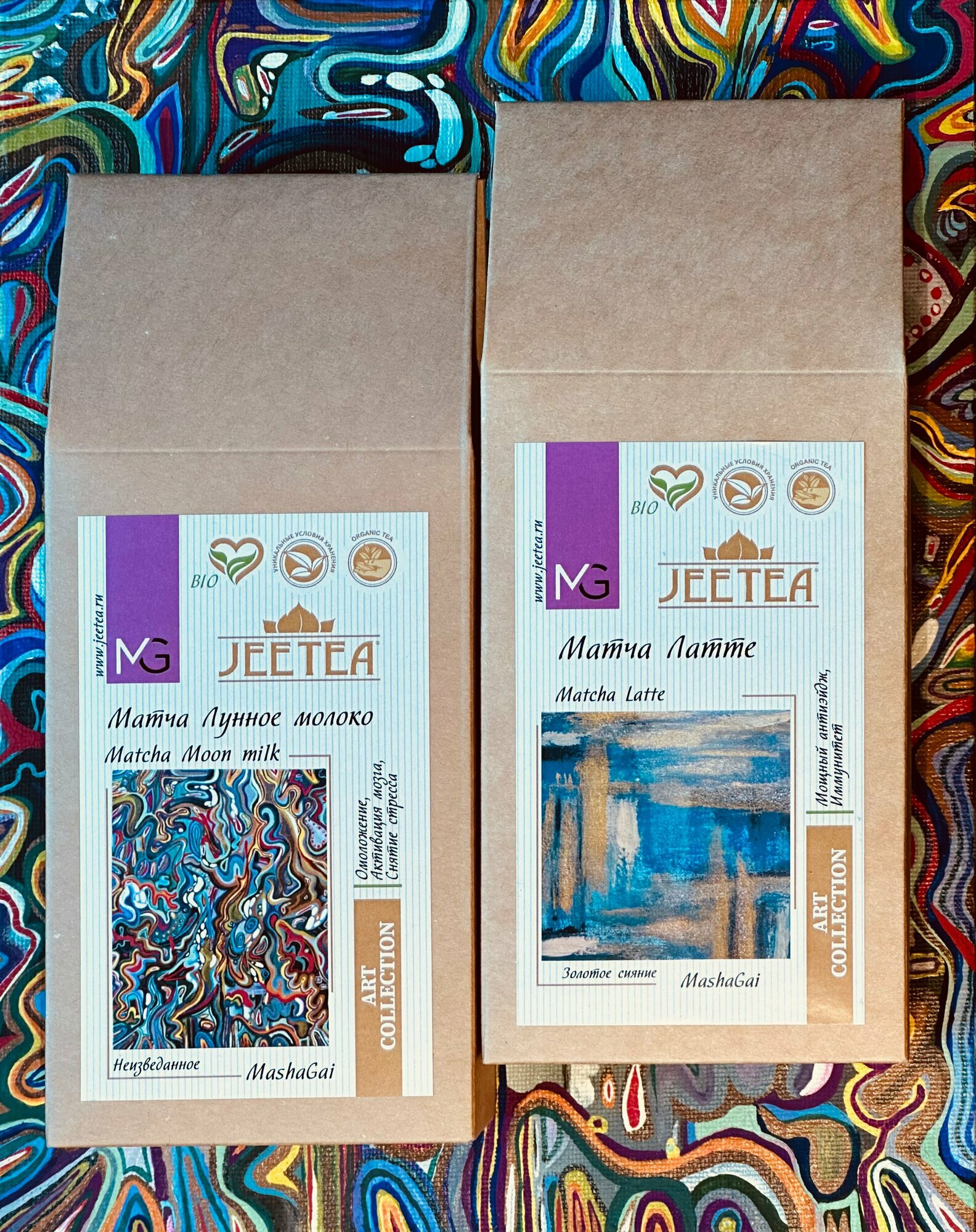 Набор чайный JEETEA "Неизведанное" (Матча Латте / Матча Лунное Молоко) 2 х (2 по 100 гр)