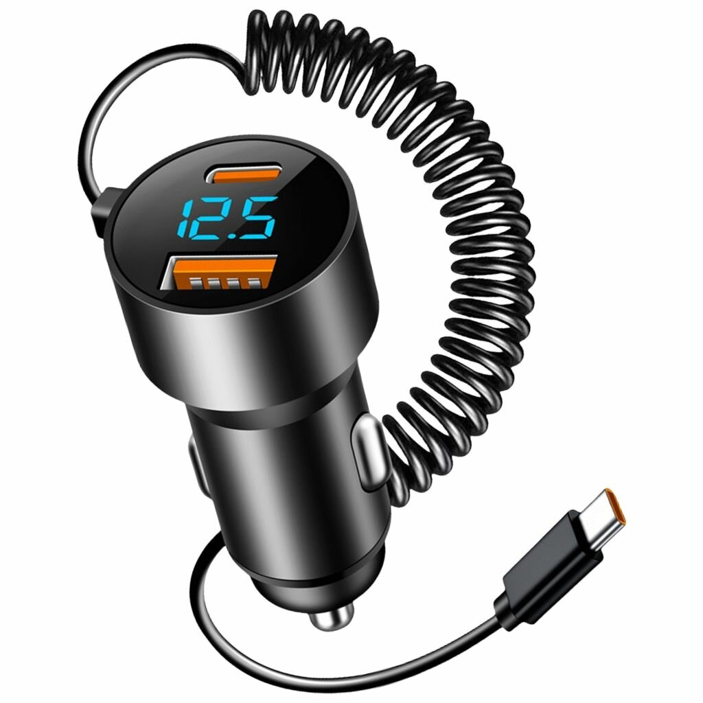 Двойной автомобильный зарядник USB, USB PD - 100W