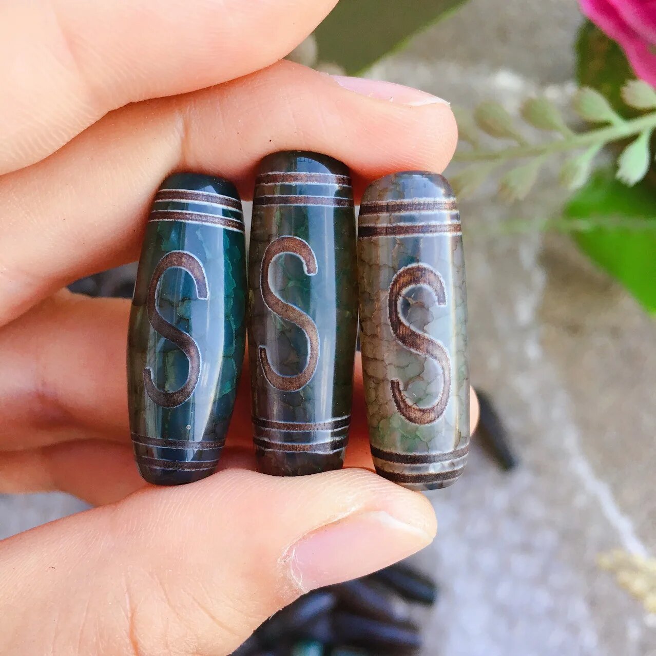 Натуральные тибетские агатовые бусины 30 мм