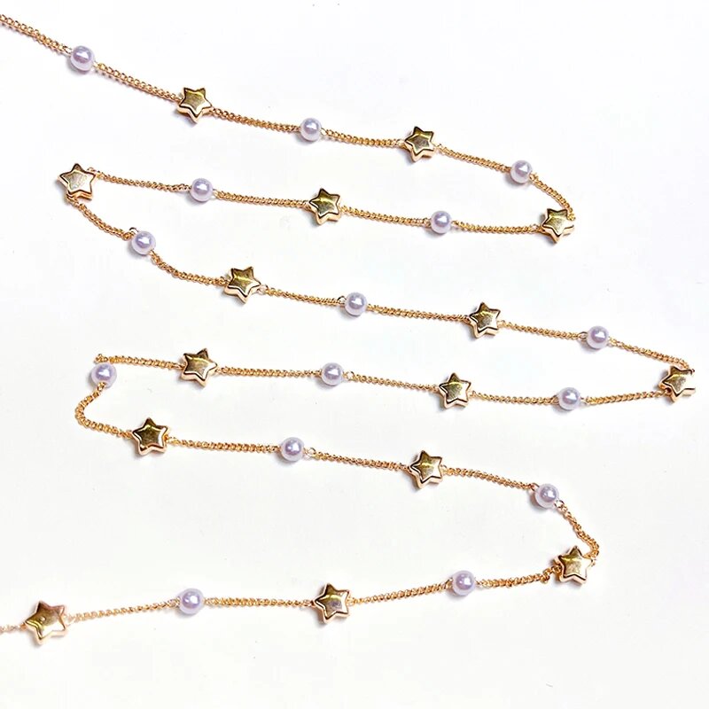 Медная цепочка Ailimi с жемчугом и звездами, Star pearl-KC Gold