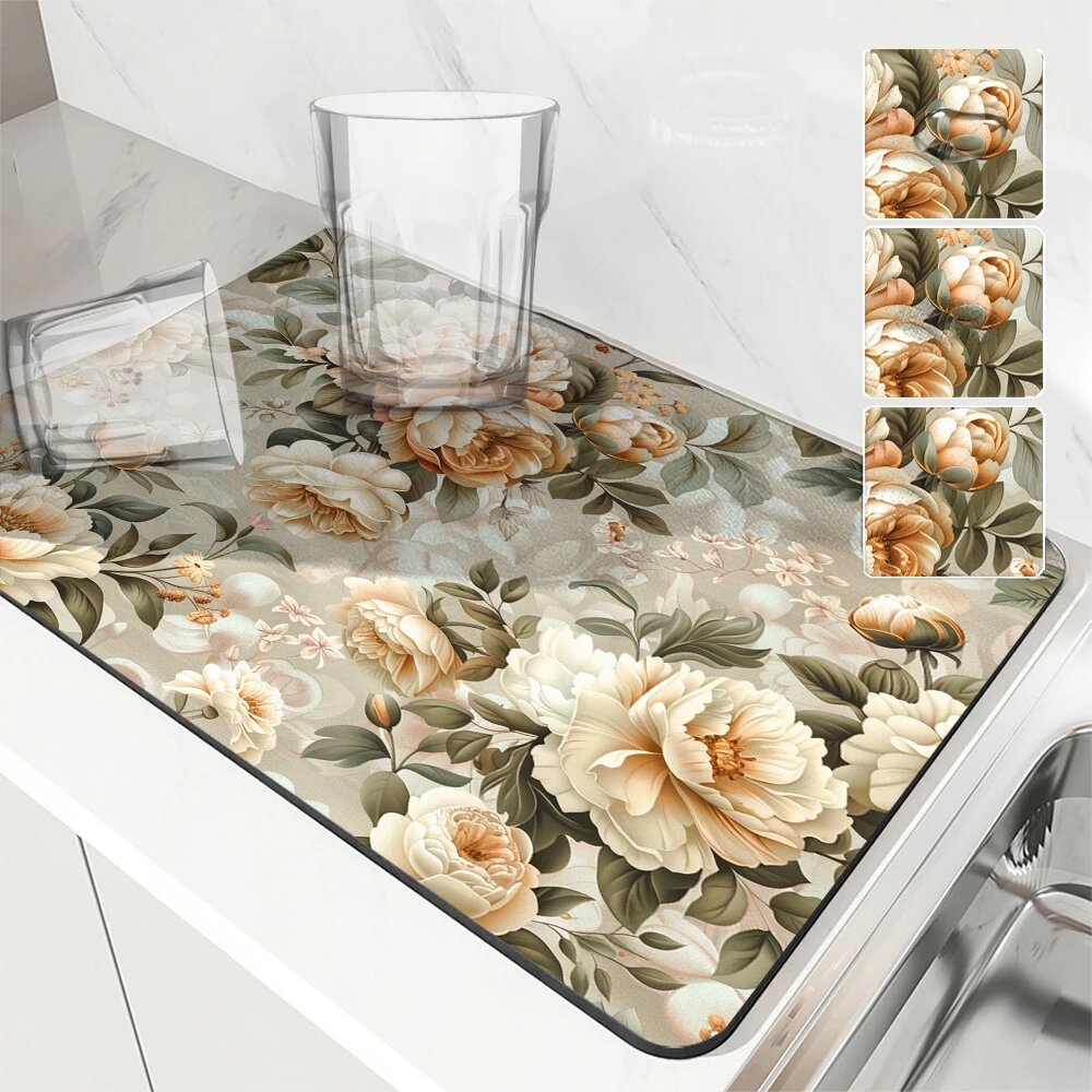 Кухонный впитывающий коврик для посуды Floral Plant 30-40cm 11.8-15.7in, XSDTE1736(3)